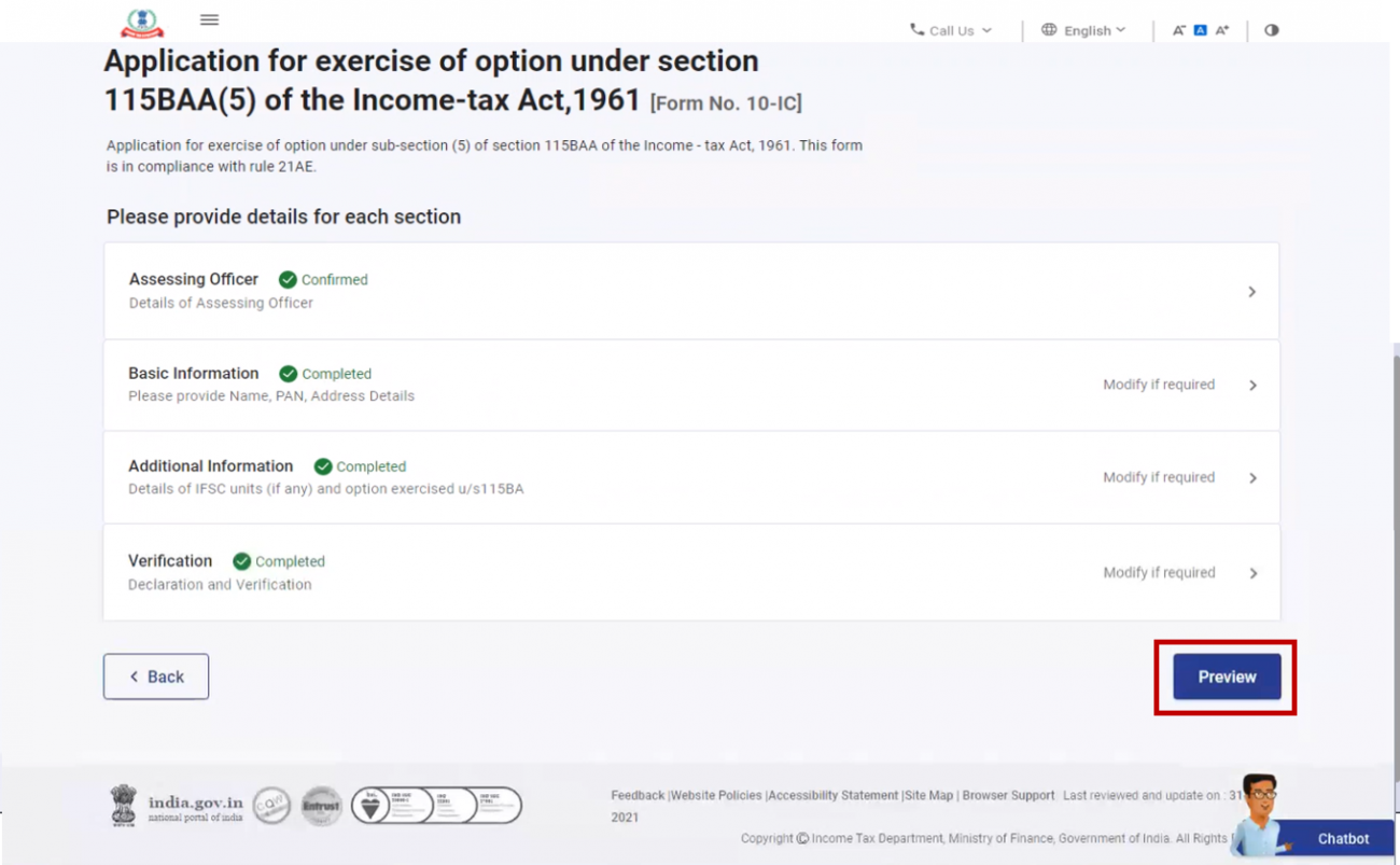 Form 10-IC User Manual | Income Tax Department