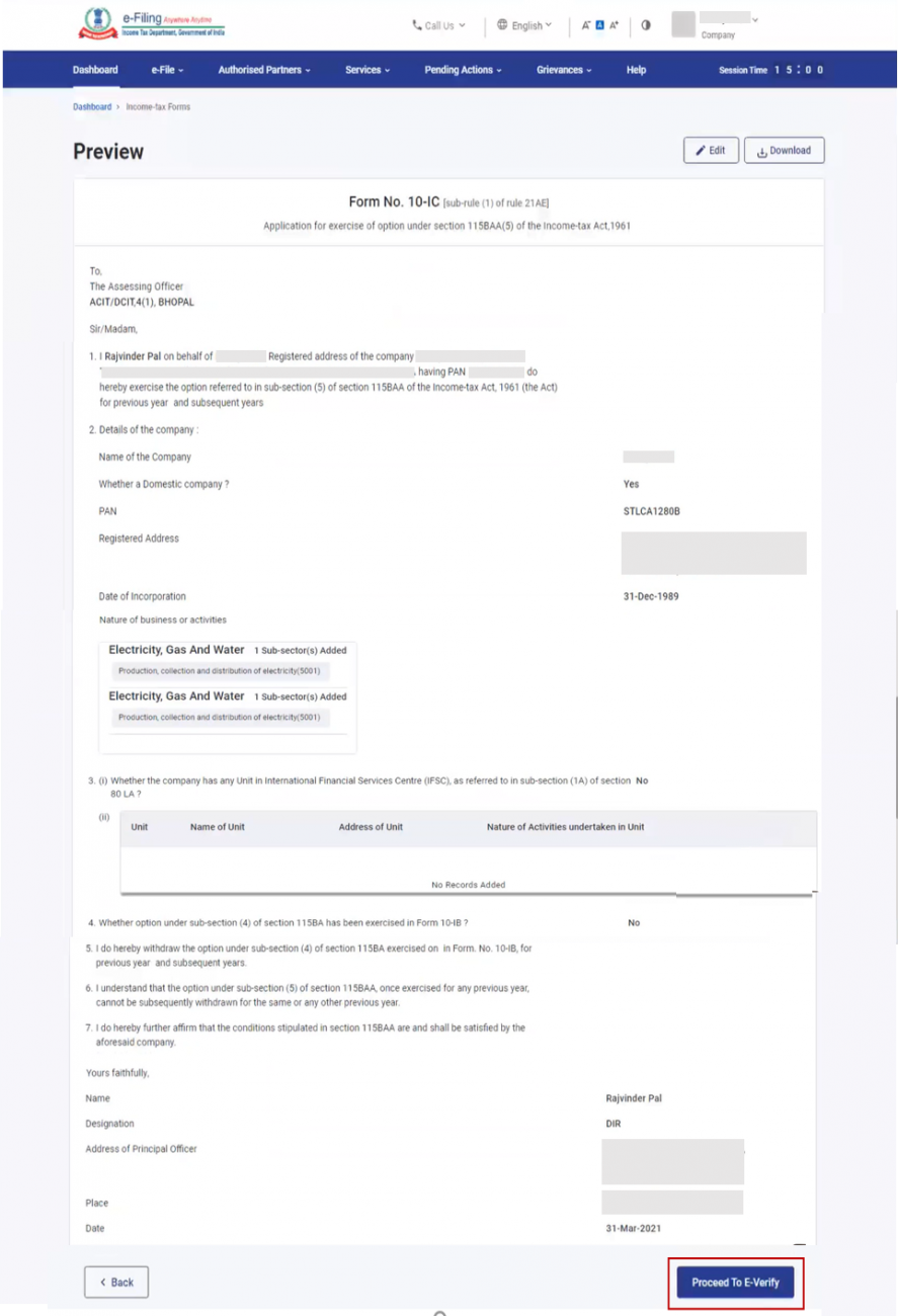 Form 10-IC User Manual | Income Tax Department