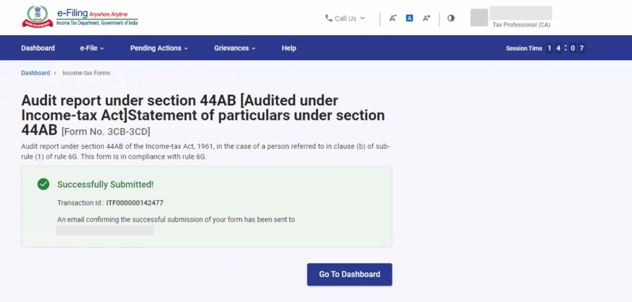 Form 3CB-3CD UM | Income Tax Department