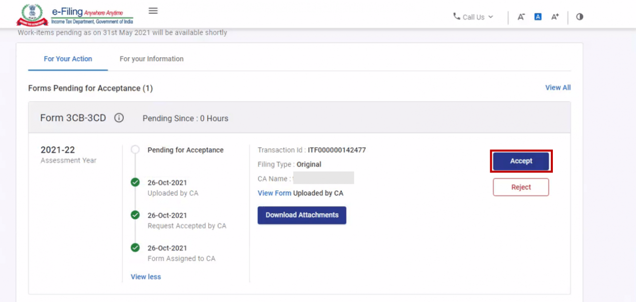 Form 3CB-3CD UM | Income Tax Department