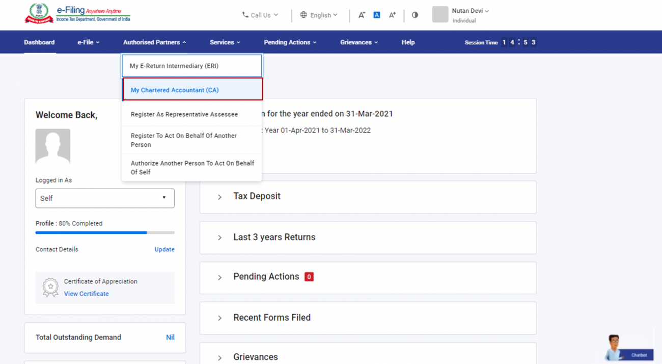 Work with My CA User Manual | Income Tax Department