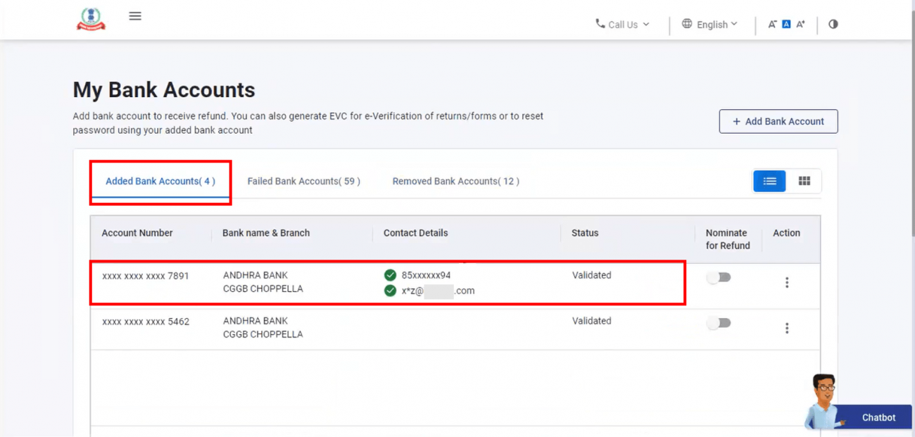 My Bank Account User Manual | Income Tax Department