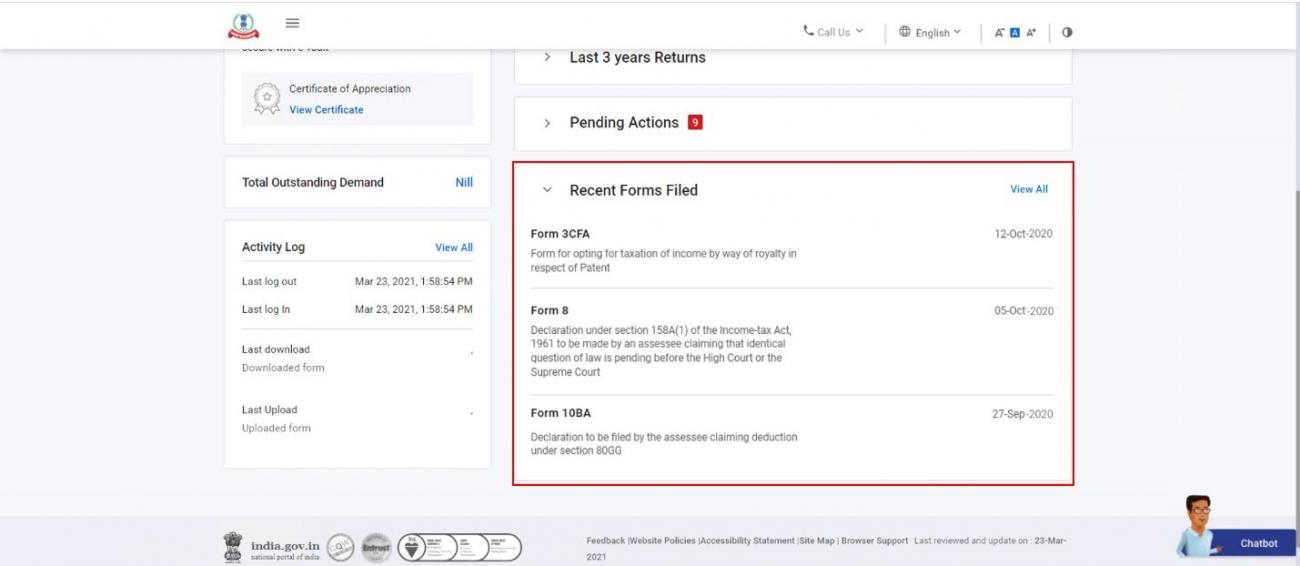 Dashboard and Worklist (Taxpayer) User Manual | Income Tax Department