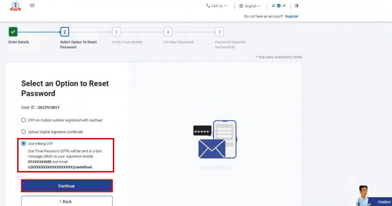 Reset Your Password User Manual | Income Tax Department