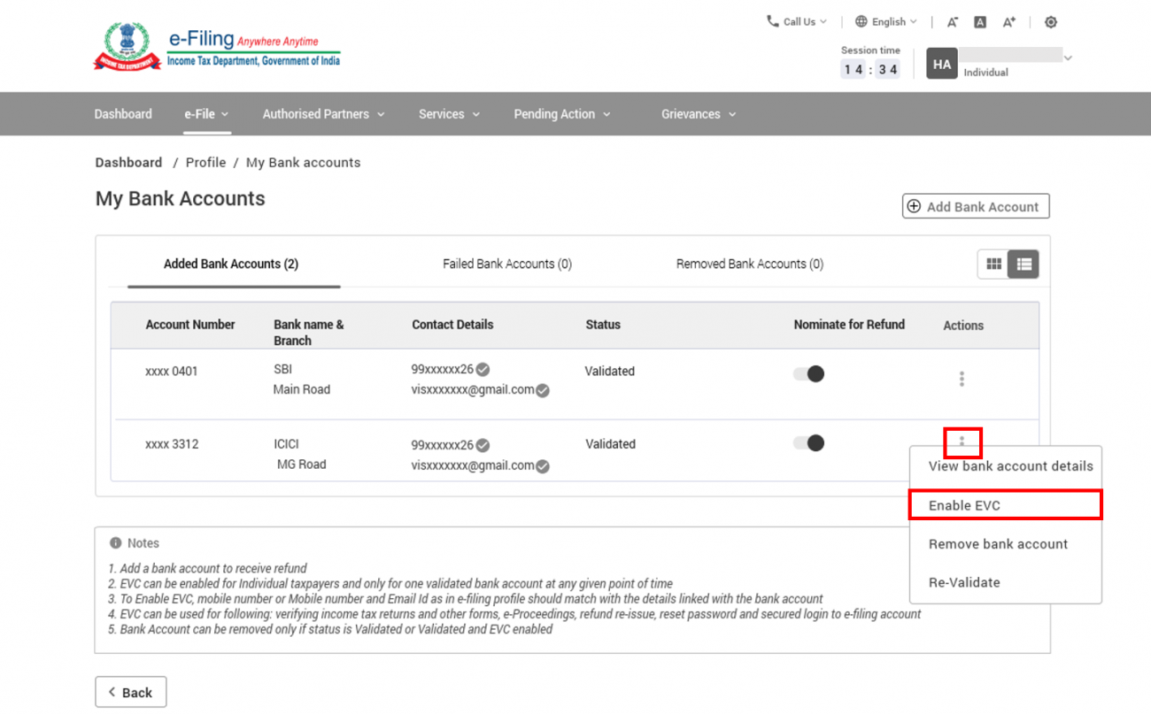 My Bank Account User Manual | Income Tax Department