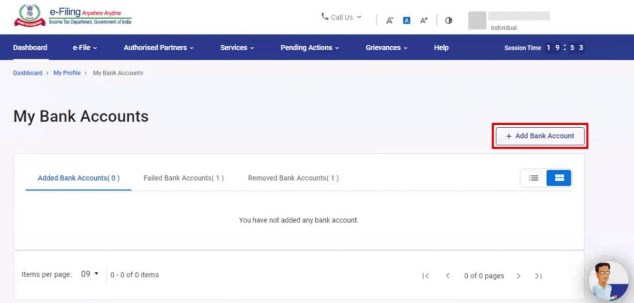 My Bank Account User Manual | Income Tax Department
