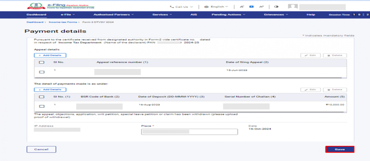 DTVSV- 2024 _Form 3 User Manual | Income Tax Department