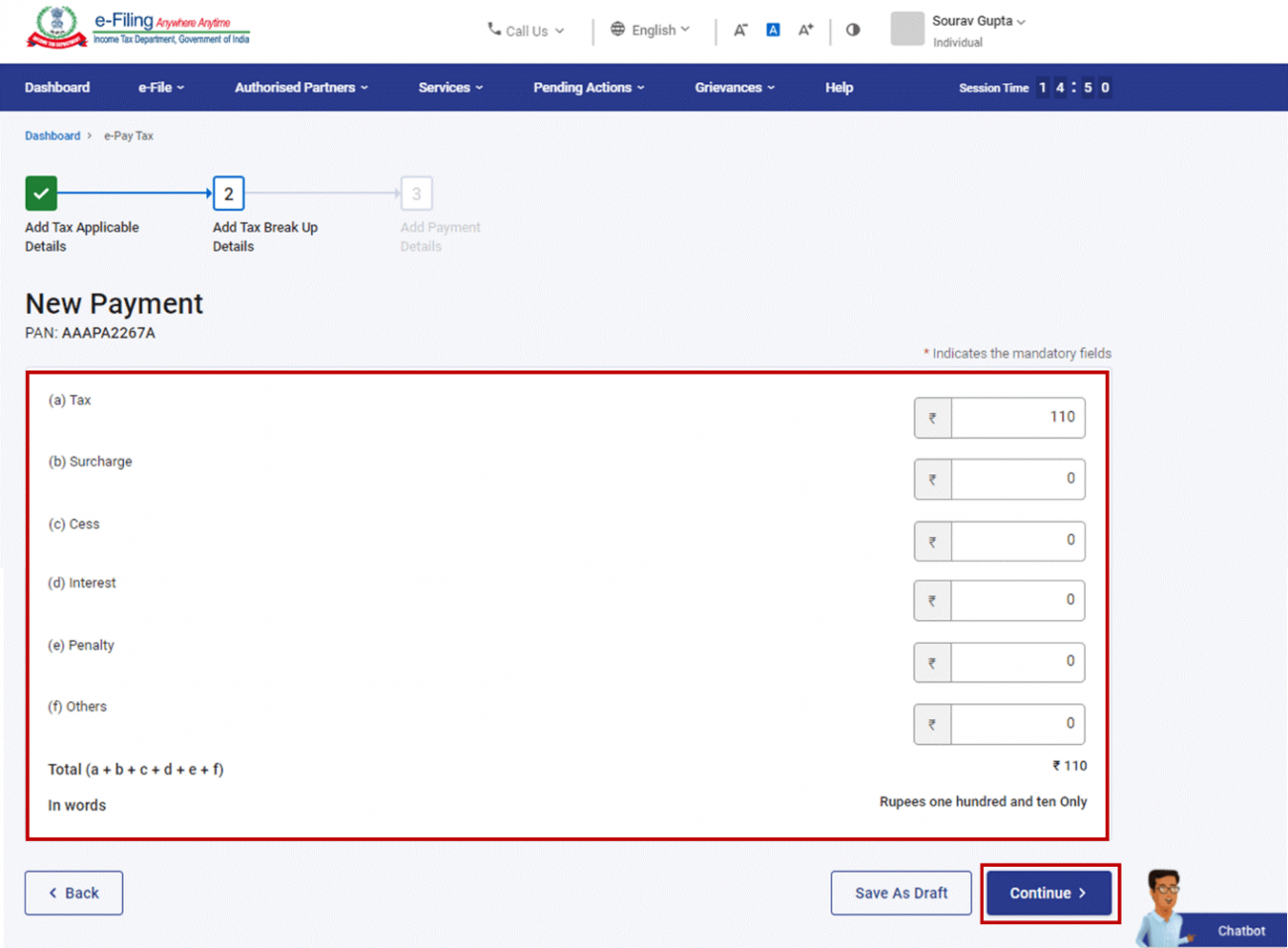 Tax payment over the Counter User Manual | Income Tax Department
