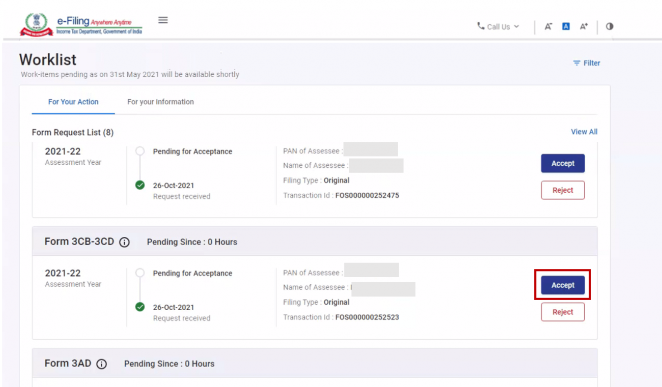 Form 3CB-3CD UM | Income Tax Department