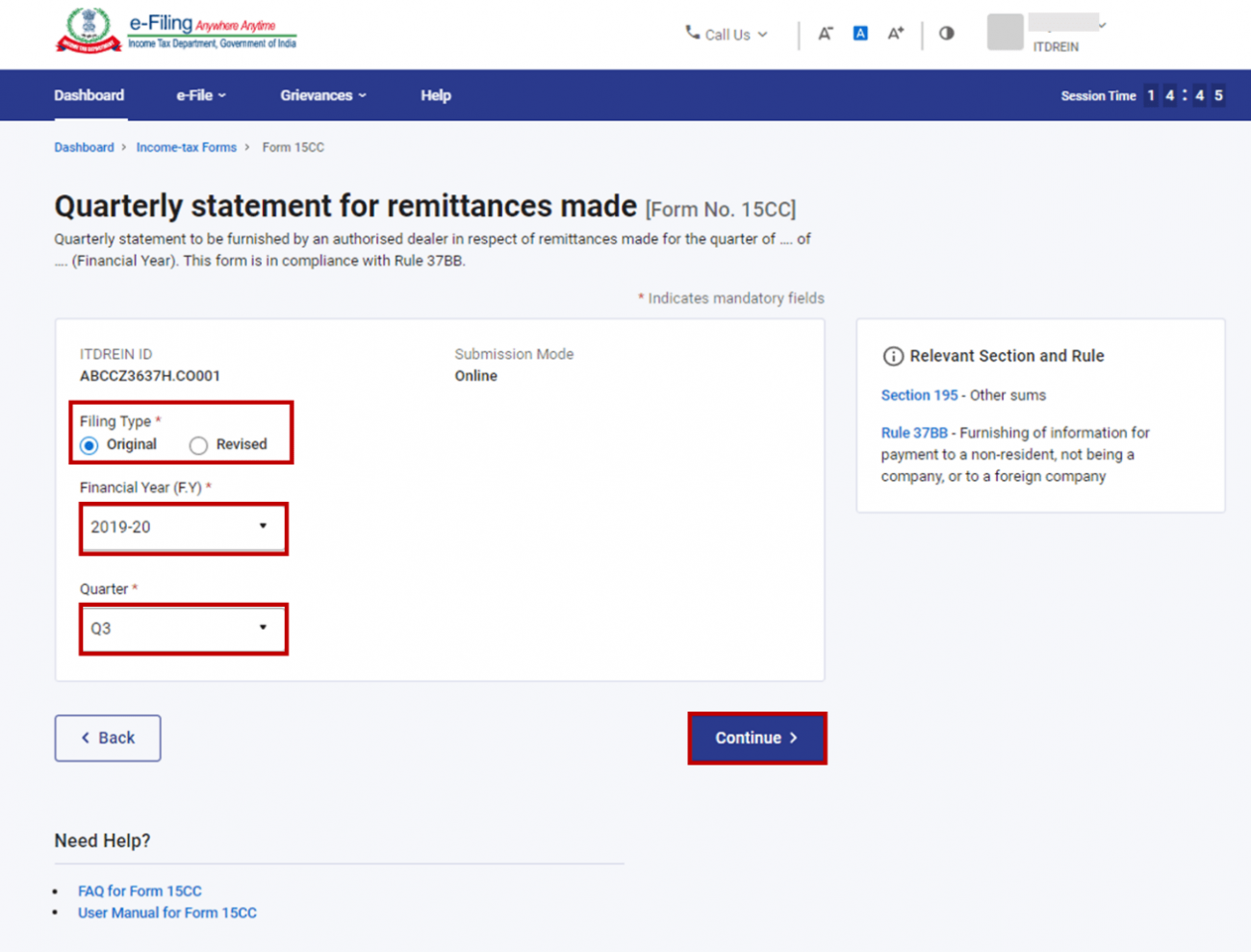 Form 15CC User Manual | Income Tax Department