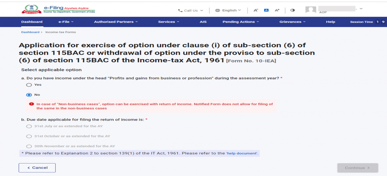 Form 10-IEA - User Manual & FAQs | Income Tax Department