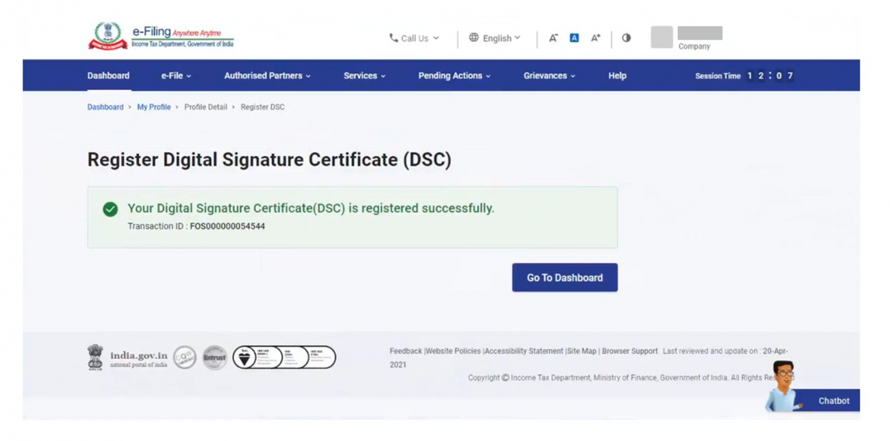 Register Digital Signature Certificate User Manual | Income Tax Department