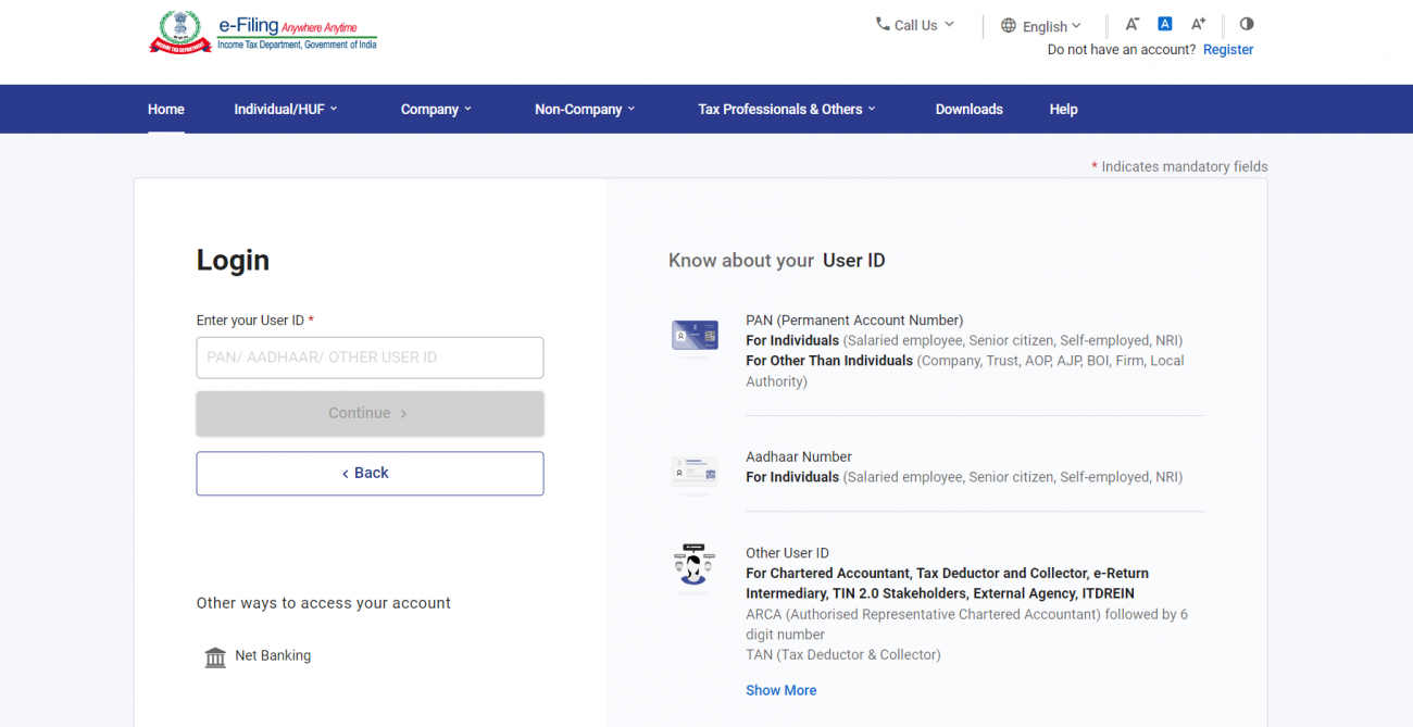 Income and Tax Estimator | Income Tax Department
