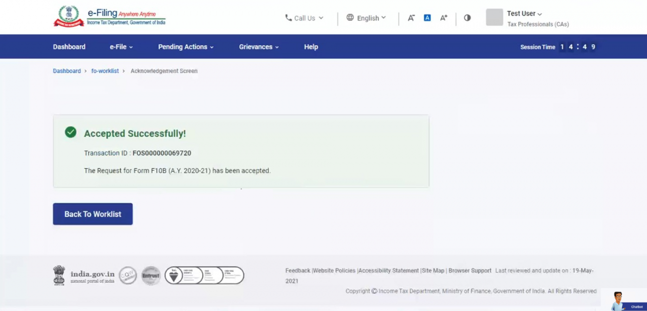 Form 10B User Manual | Income Tax Department