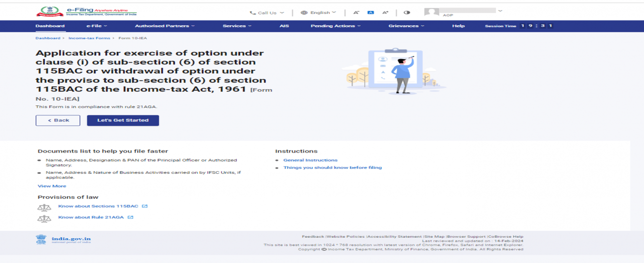 Form 10-IEA - User Manual & FAQs | Income Tax Department