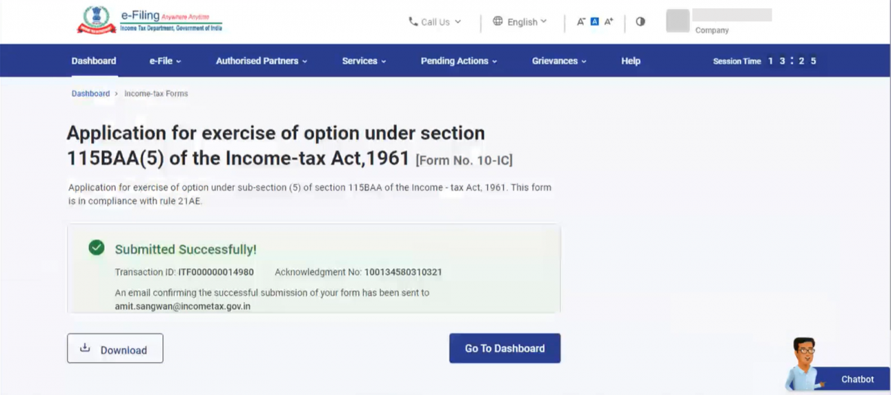 Form 10-IC User Manual | Income Tax Department