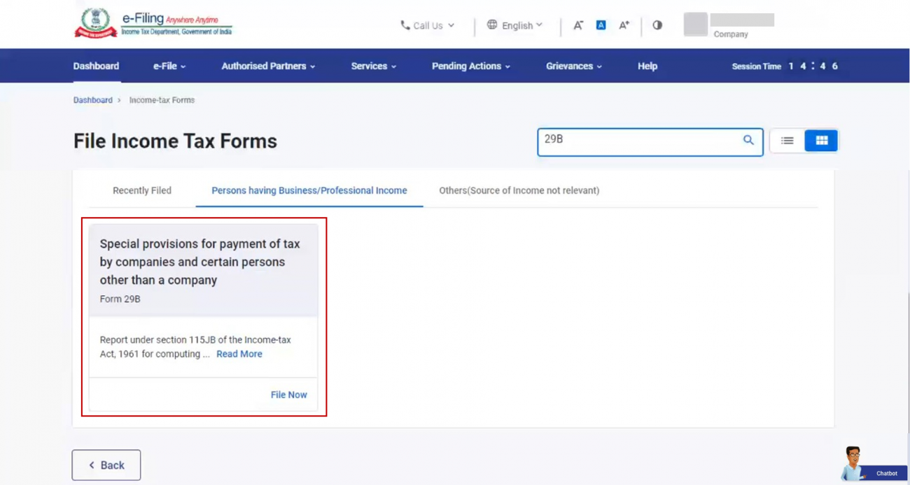 Form 29B User Manual | Income Tax Department