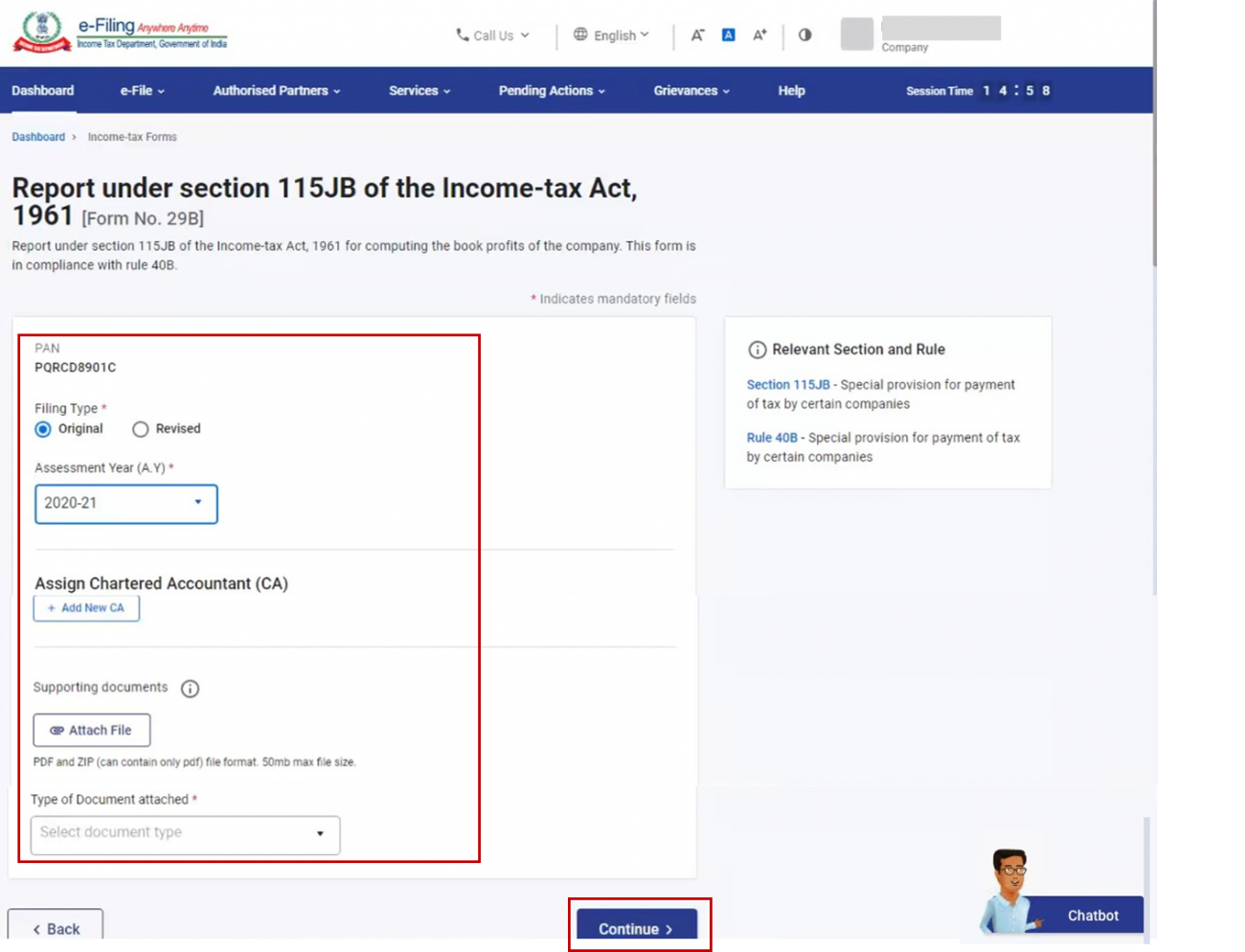 Form 29B User Manual | Income Tax Department