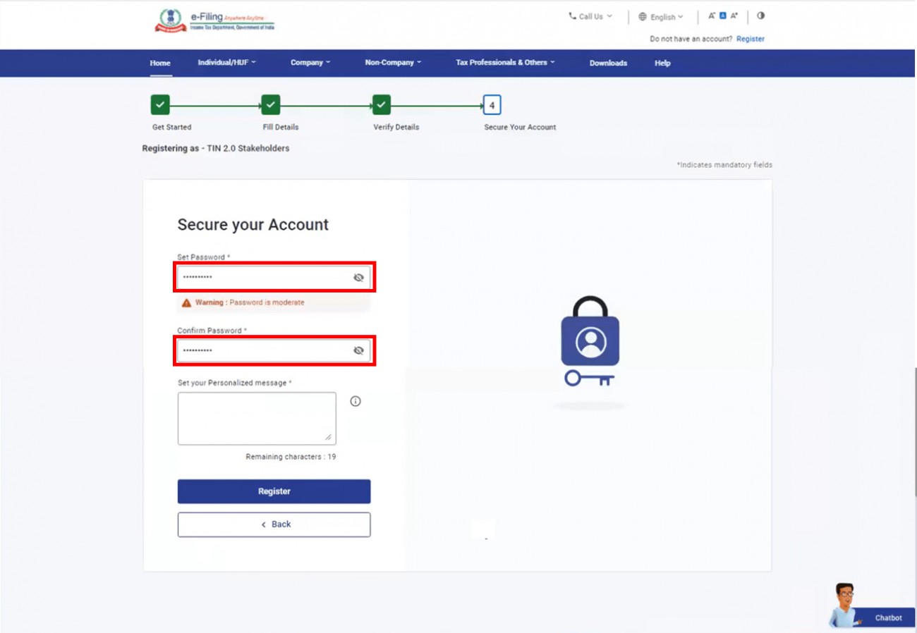 Register for e-Filing (TIN 2.0 Stakeholders) User Manual | Income Tax ...