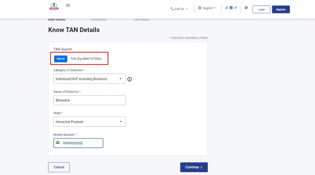 Know TAN Details User Manual | Income Tax Department