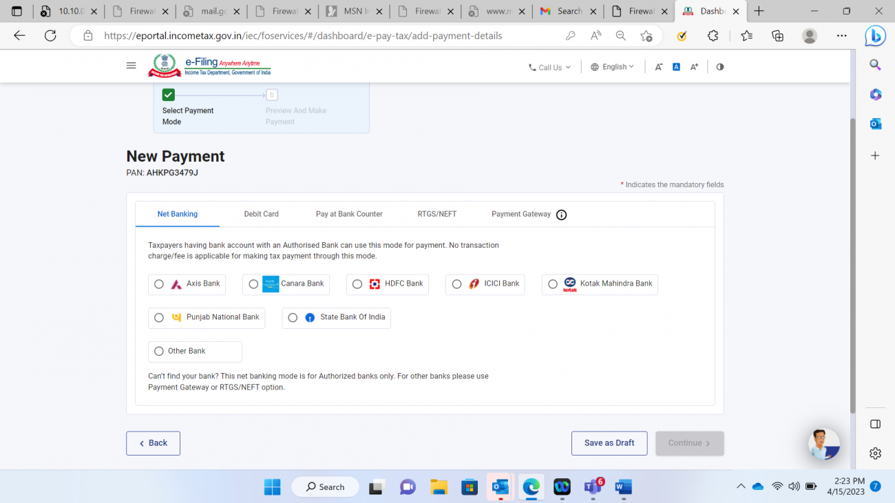 Tax payment through Net-banking User Manual | Income Tax Department