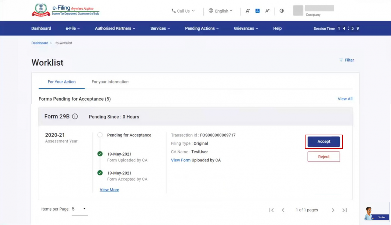 Form 29B User Manual | Income Tax Department