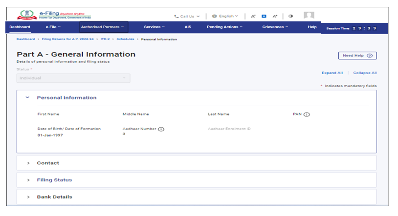 File ITR-2 Online User Manual | Income Tax Department