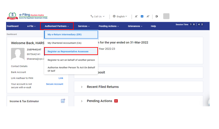 Register as Legal heir of Deceased User Manual | Income Tax Department