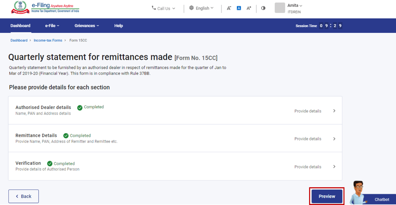 Form 15CC User Manual | Income Tax Department