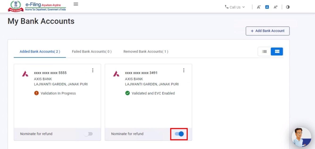 My Bank Account User Manual | Income Tax Department