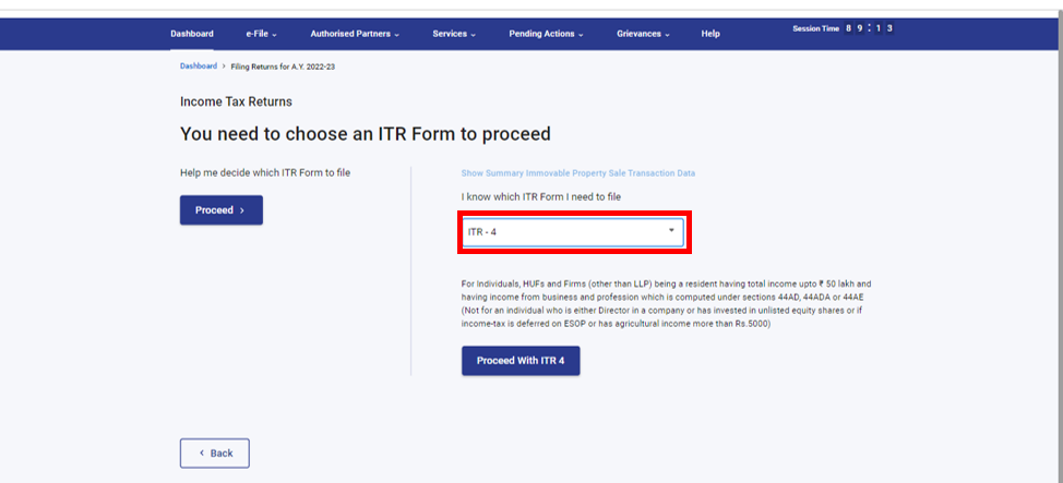 File ITR-4 (Sugam) Online User Manual | Income Tax Department