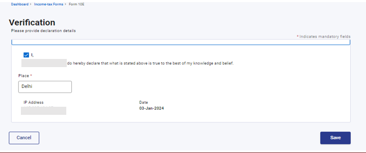 Form 10E User Manual | Income Tax Department