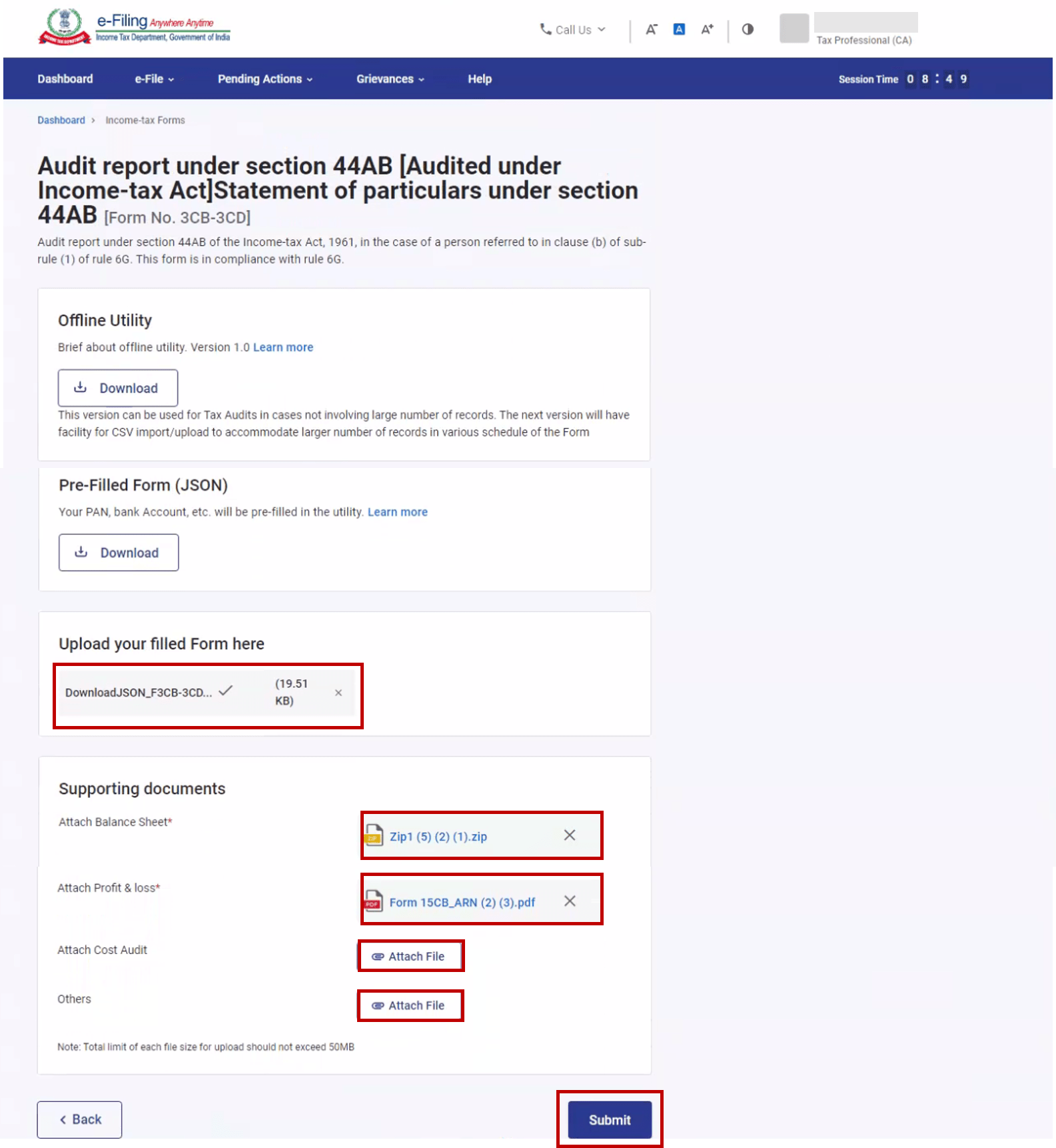 Form 3CB-3CD UM | Income Tax Department