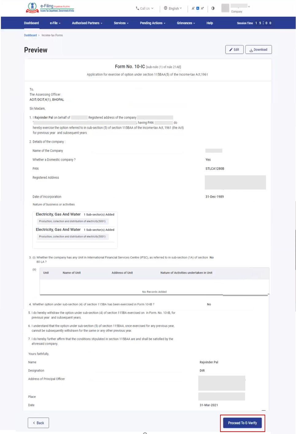 Form 10-IC User Manual | Income Tax Department