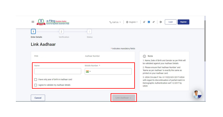Link Aadhaar User Manual | Income Tax Department