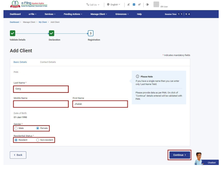 Add Clients (by ERIs) > User Manual | Income Tax Department