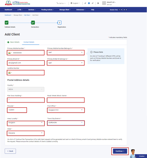 Add Clients (by ERIs) > User Manual | Income Tax Department