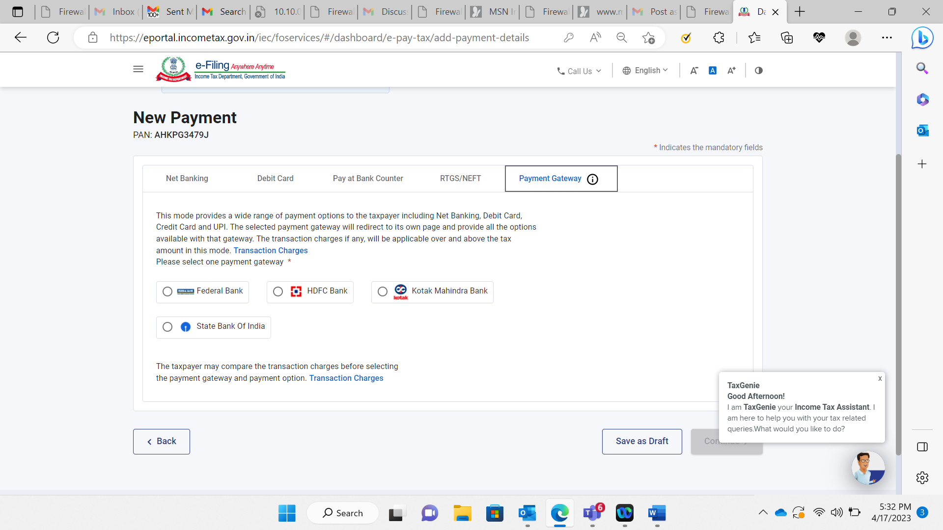 Tax payment through Payment Gateway User Manual | Income Tax Department