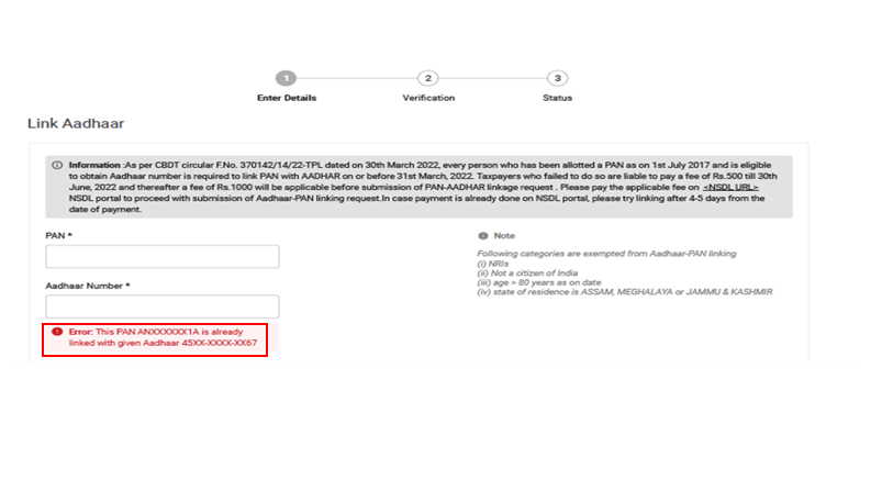 Link Aadhaar User Manual | Income Tax Department