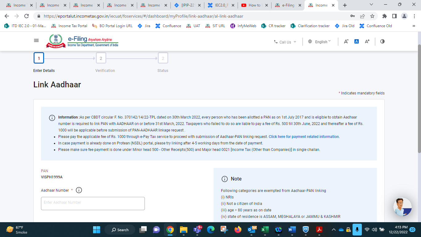 Link Aadhaar User Manual | Income Tax Department