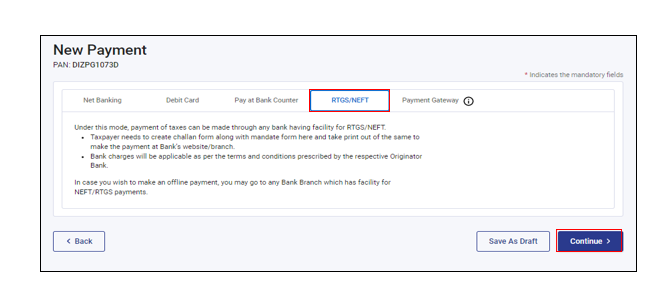 Tax payment through NEFT/RTGS User Manual | Income Tax Department