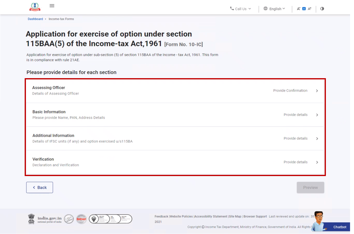 Form 10-IC User Manual | Income Tax Department
