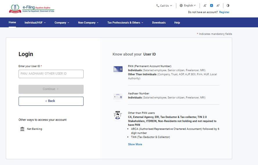 My Profile User Manual | Income Tax Department