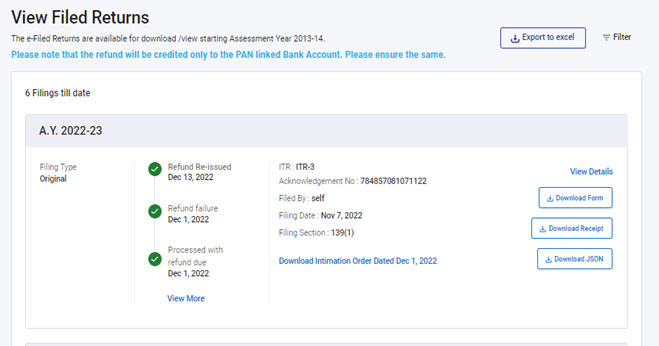 Refund Status User Manual | Income Tax Department