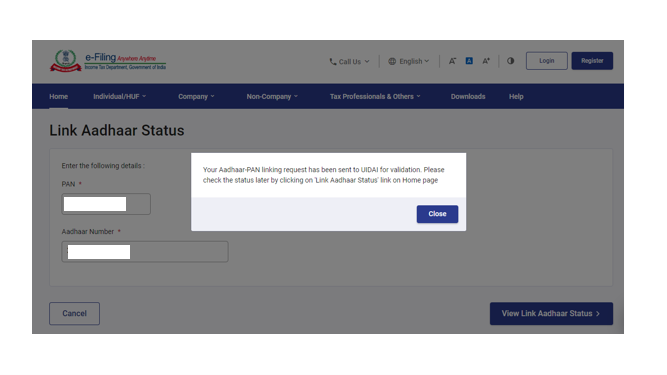 Link Aadhaar User Manual | Income Tax Department