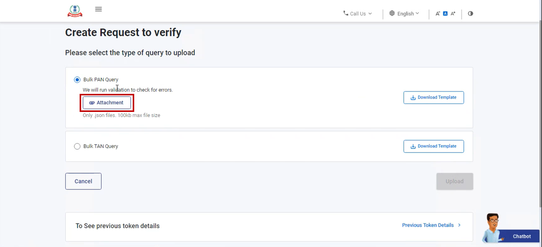 Verify Bulk PAN / TAN User Manual | Income Tax Department