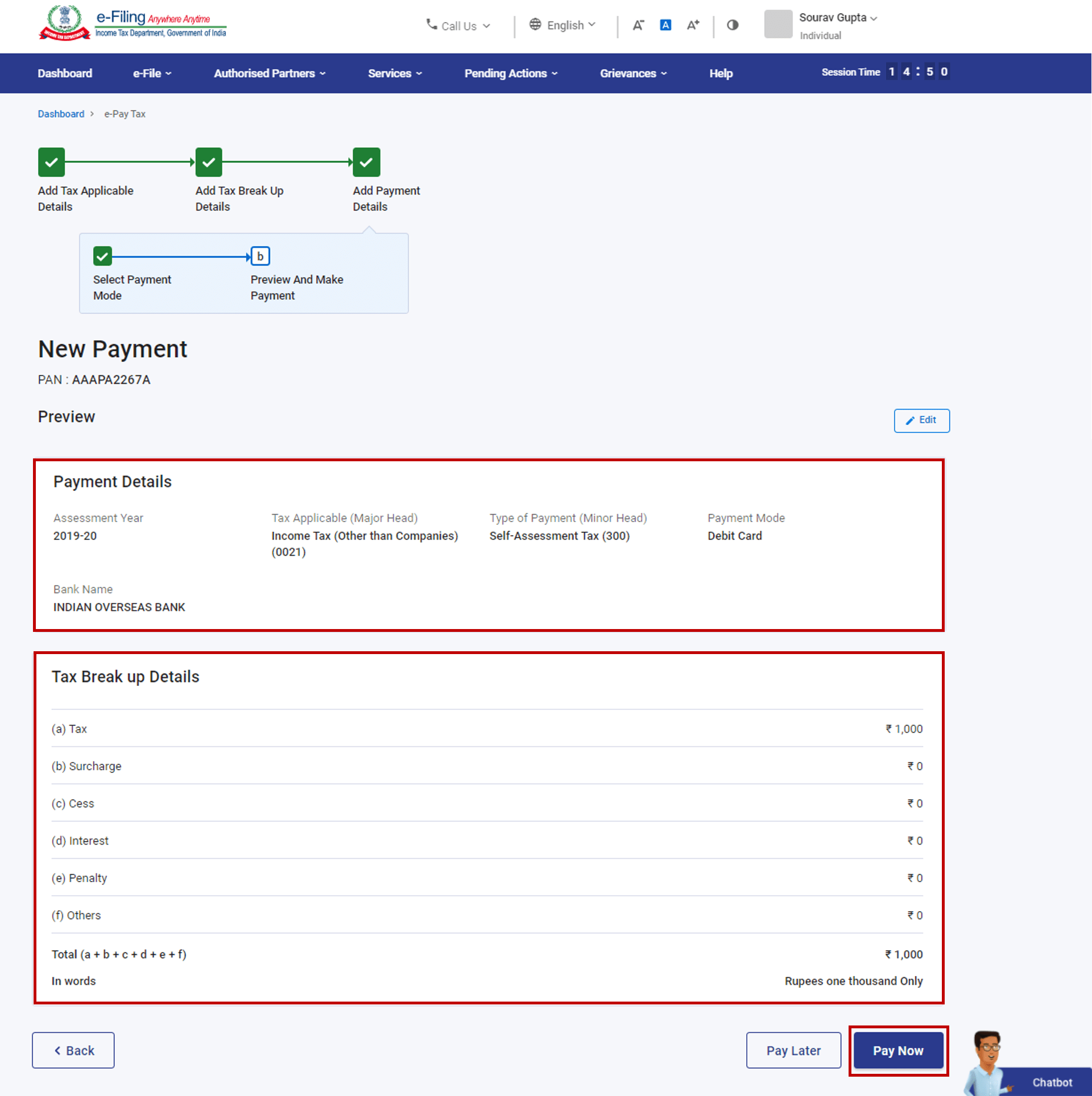 Create Challan Form (CRN) User Manual | Income Tax Department