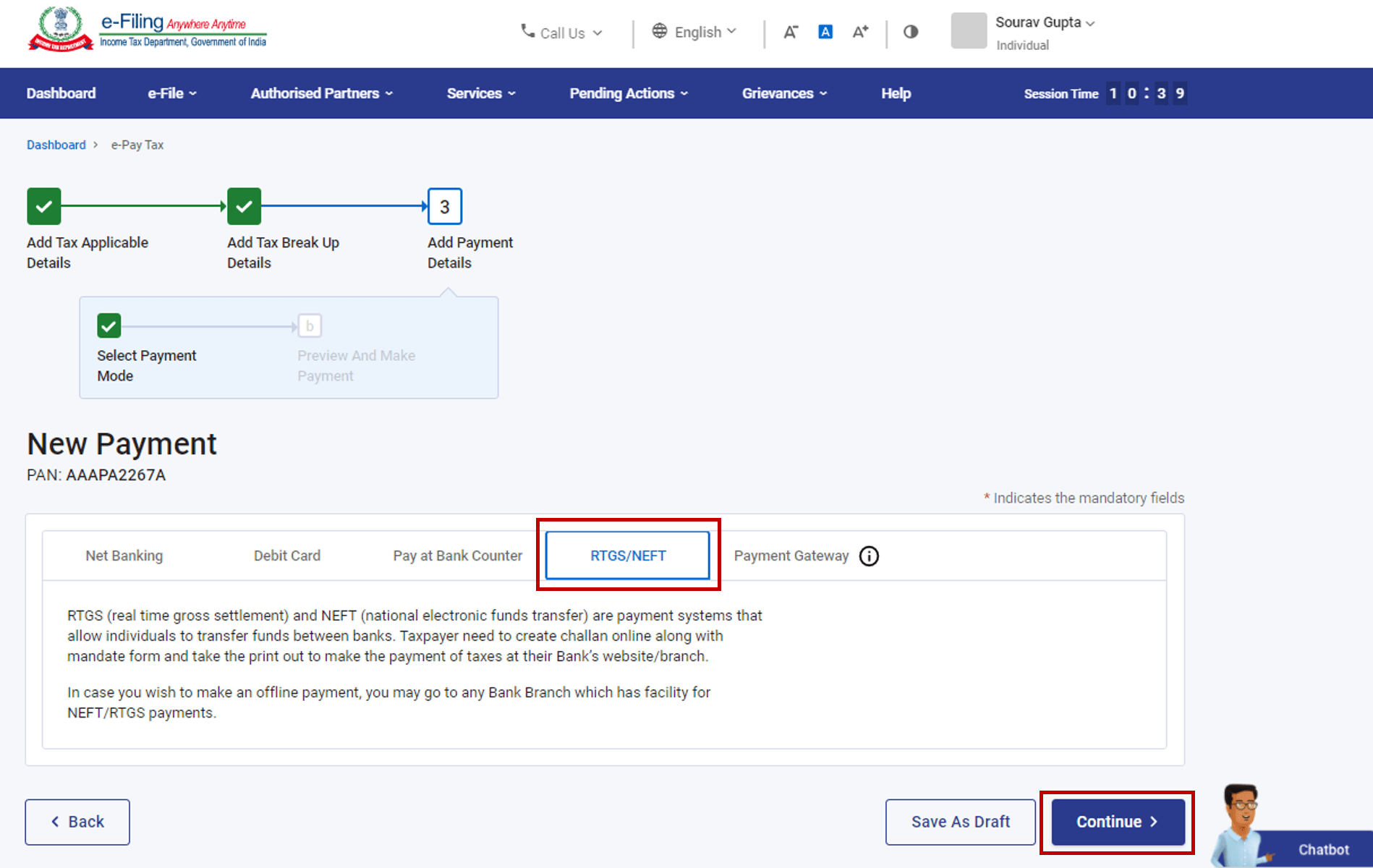 Create Challan Form (CRN) User Manual | Income Tax Department
