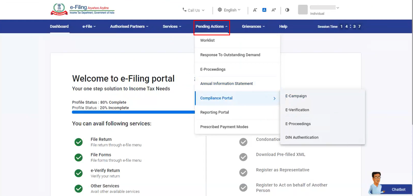 View and Submit Compliance User Manual | Income Tax Department