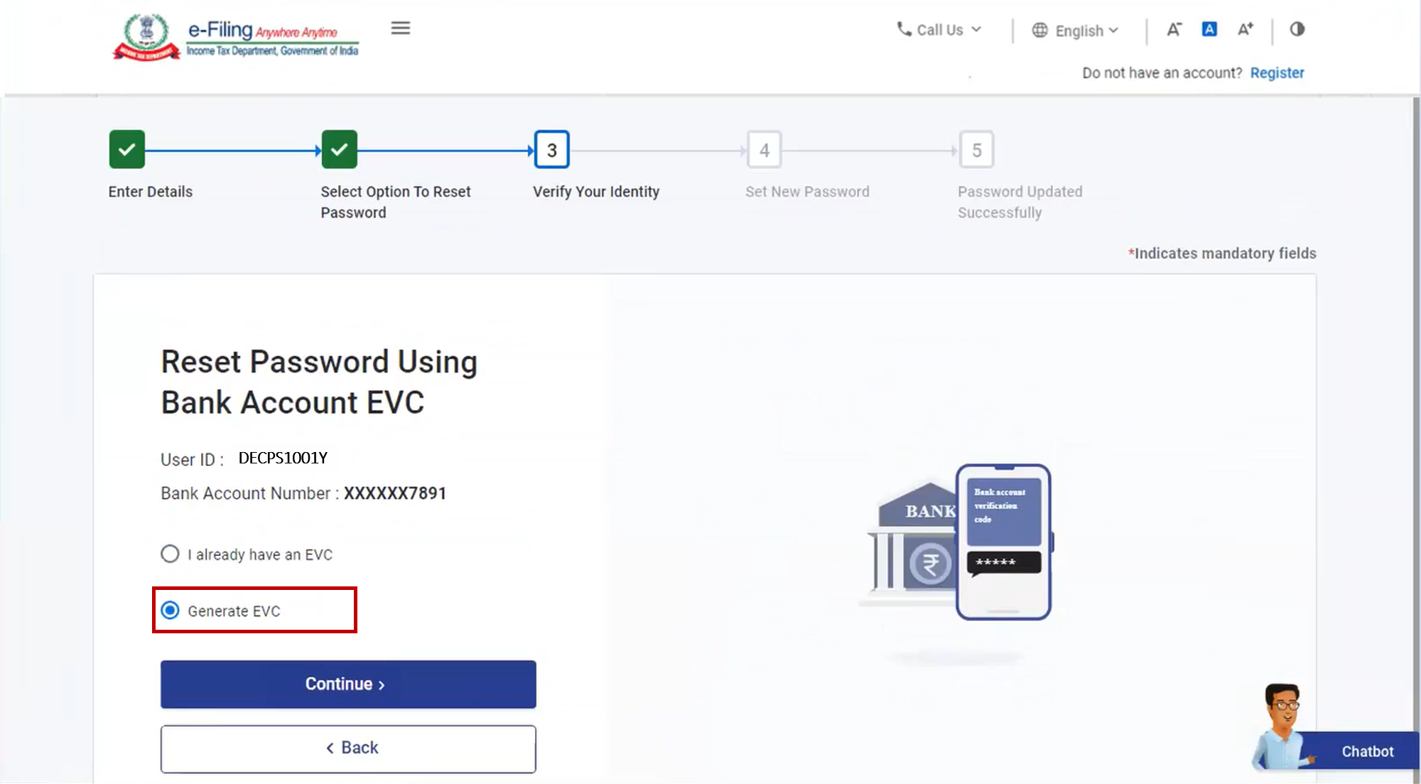 Reset Your Password User Manual | Income Tax Department